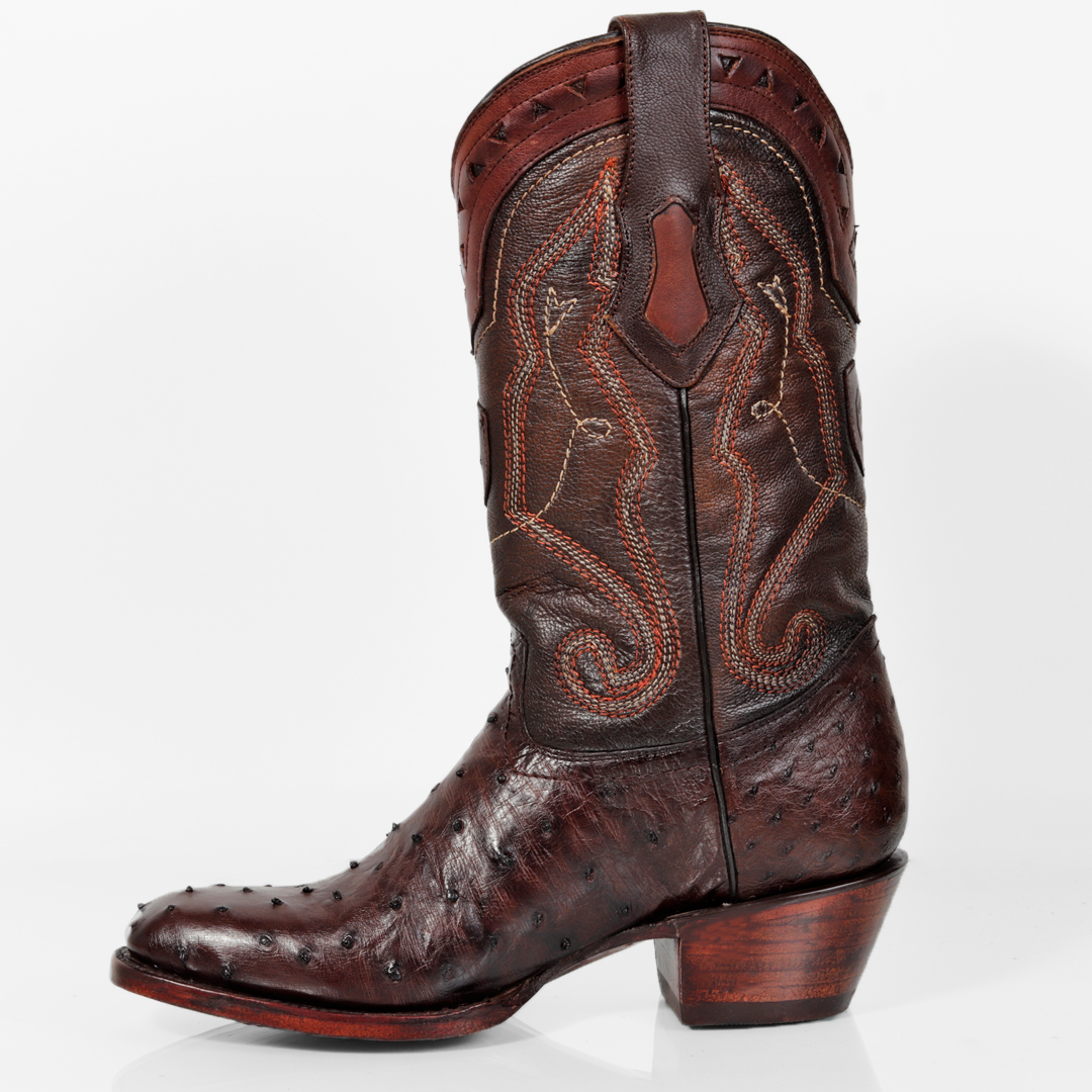 Botas De Avestruz Horma Americana Color Cafe – American